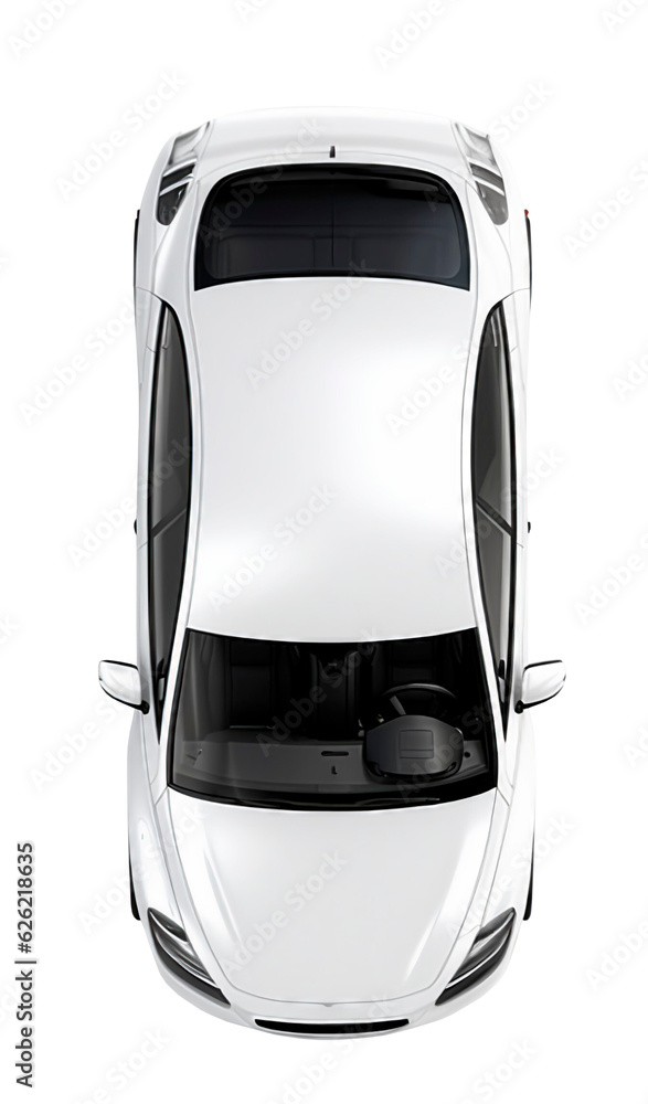 White Abstract Car Top View. Realistic Illustration. Ai Generative ...