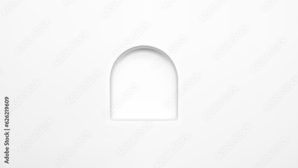 Arch niche wall white 3d vector display. Empty arc box rack showcase in ...