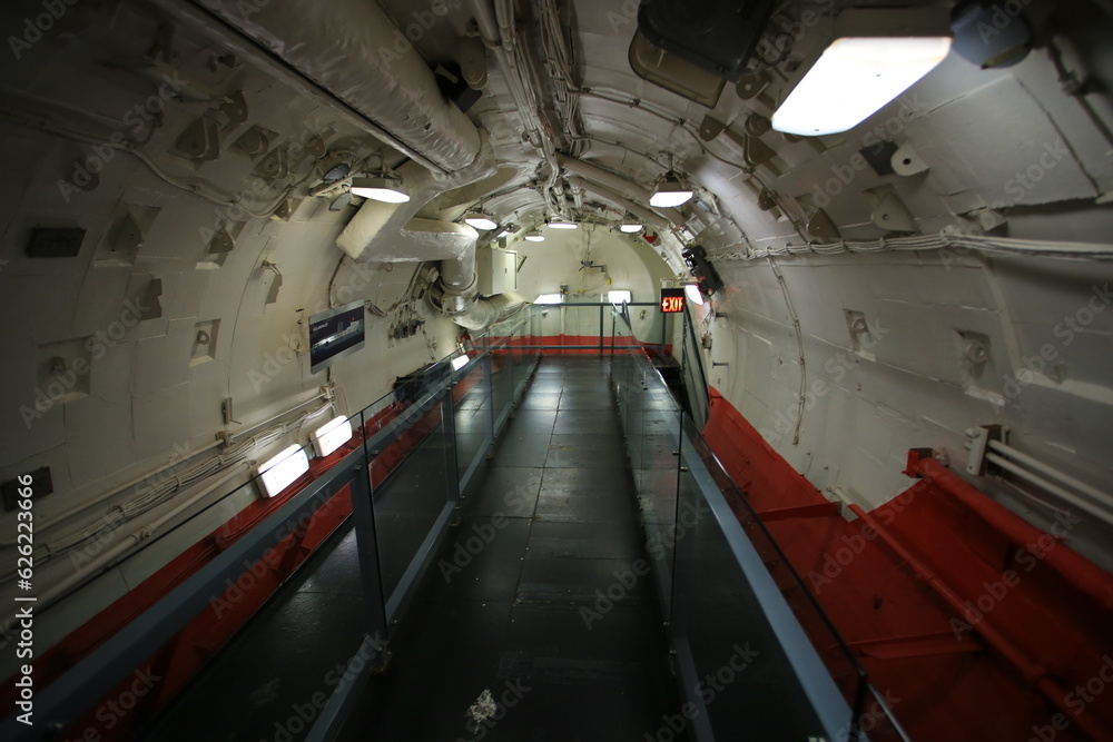 New York ; Octobrer 13 2016: submarine in intrepid sea air space museum ...