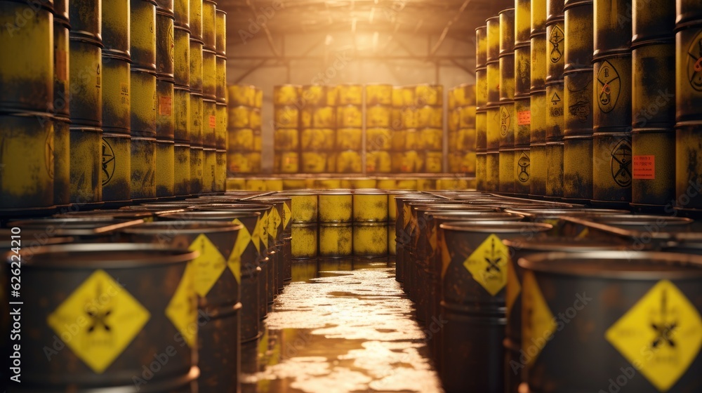 Radioactive waste in barrels nuclear waste repository Stock Photo ...
