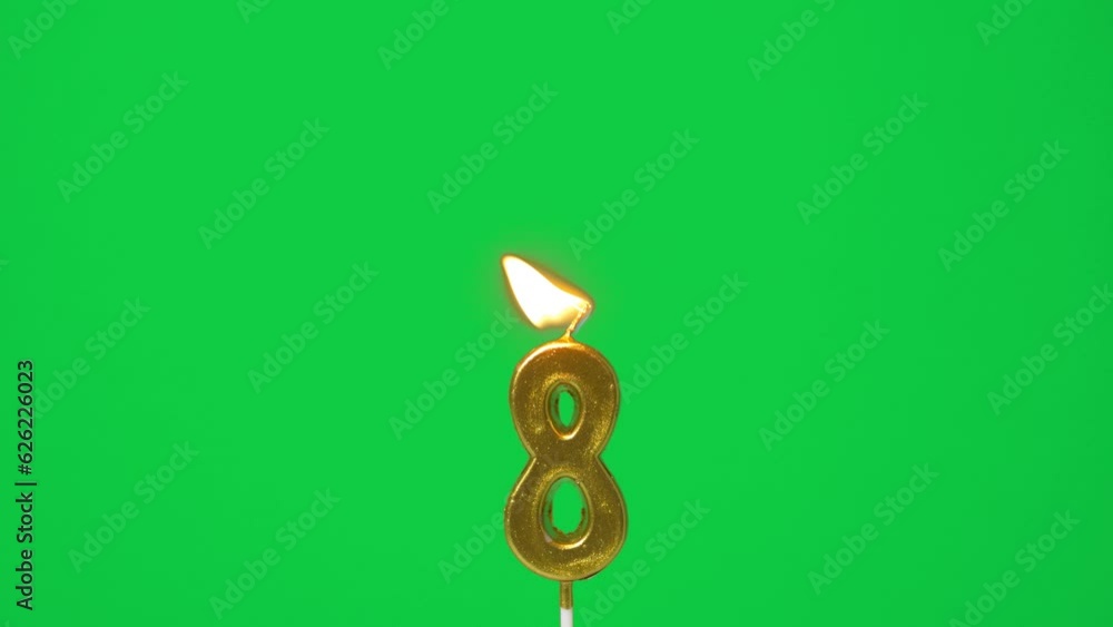 seamless looping candle light, golden candle number eight shape for ...