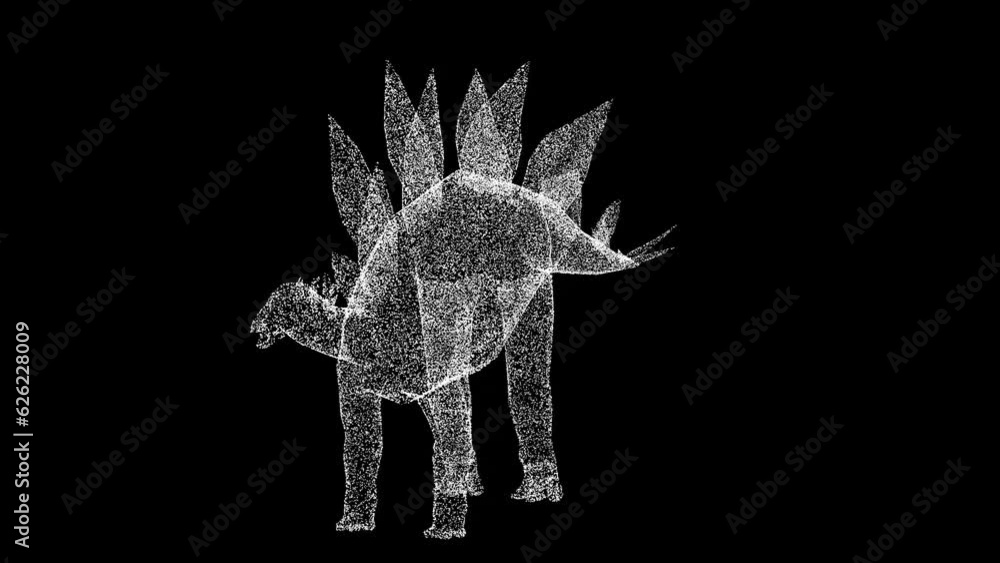 3D dinosaur rotates on black background. Prehistoric dinosaurs ...