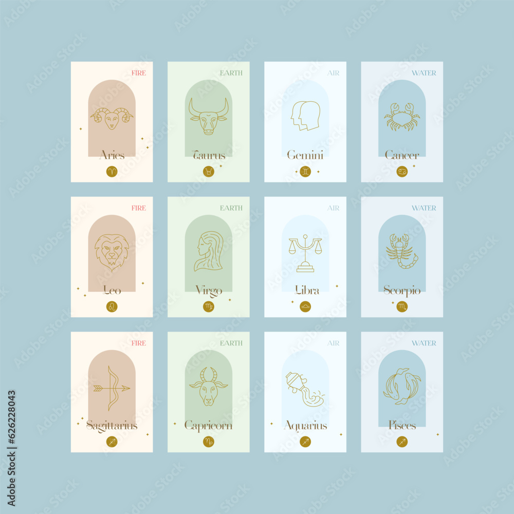 Zodiac Horoscope Signs. Vector Illustration of Celestial Symbols ...