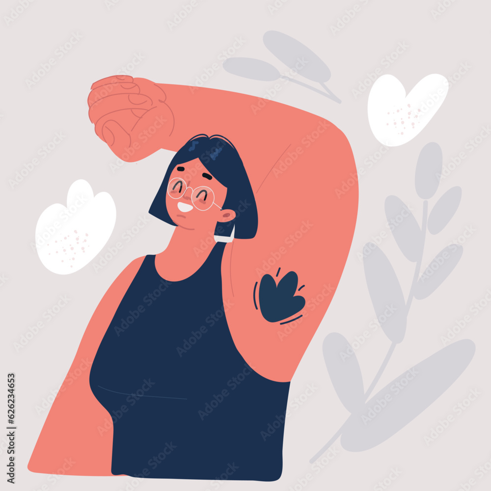 Vetor de Vector illustration of Unshaven young woman laughing ...