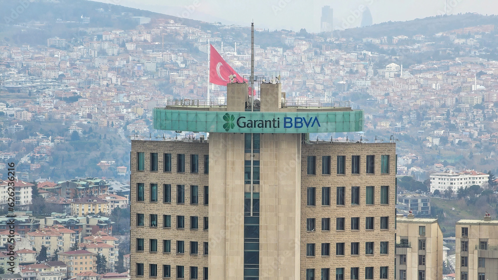 Istanbul, Turkey - March 2023: Headquarters building of Garanti BBVA ...