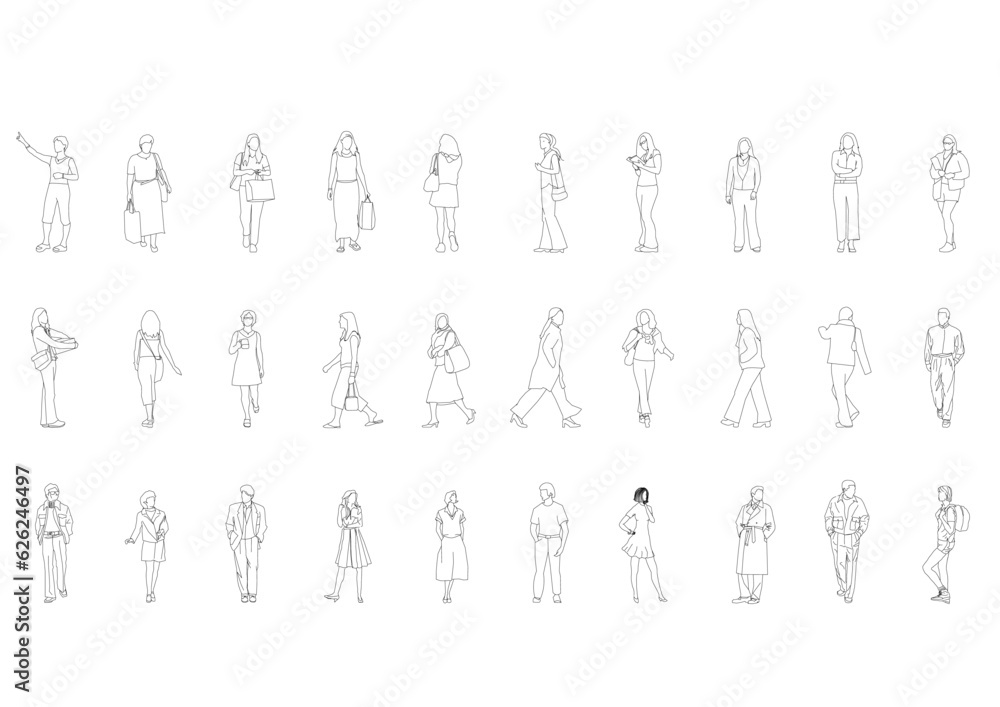 outline people drawing man woman vector illustration. isolated graphic ...