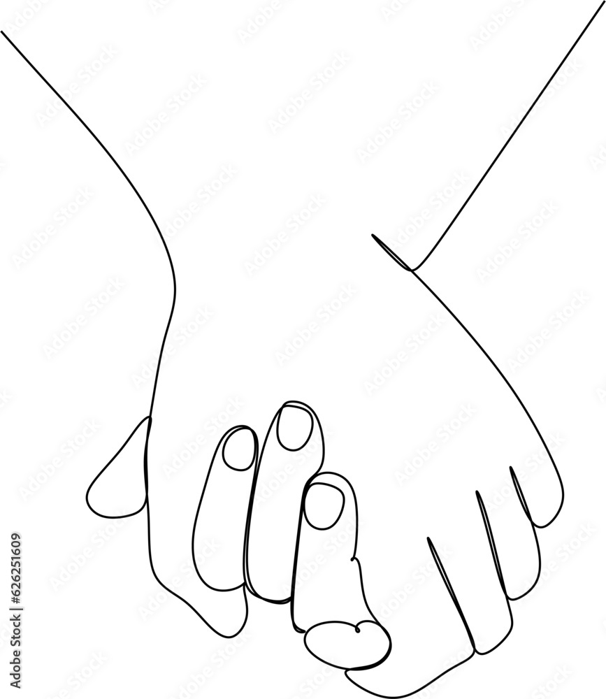 Drawing of holding hands isolated on white background. Symbol of love ...