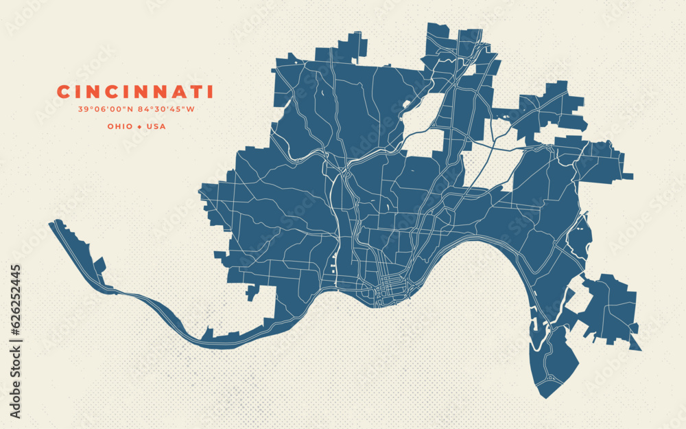 Cincinnati map vector poster flyer Stock Vector | Adobe Stock