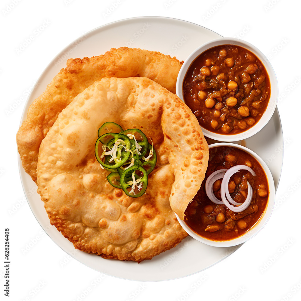 Top view of Chole Bhature Soft fluffy fried bread bhature Stock Photo ...