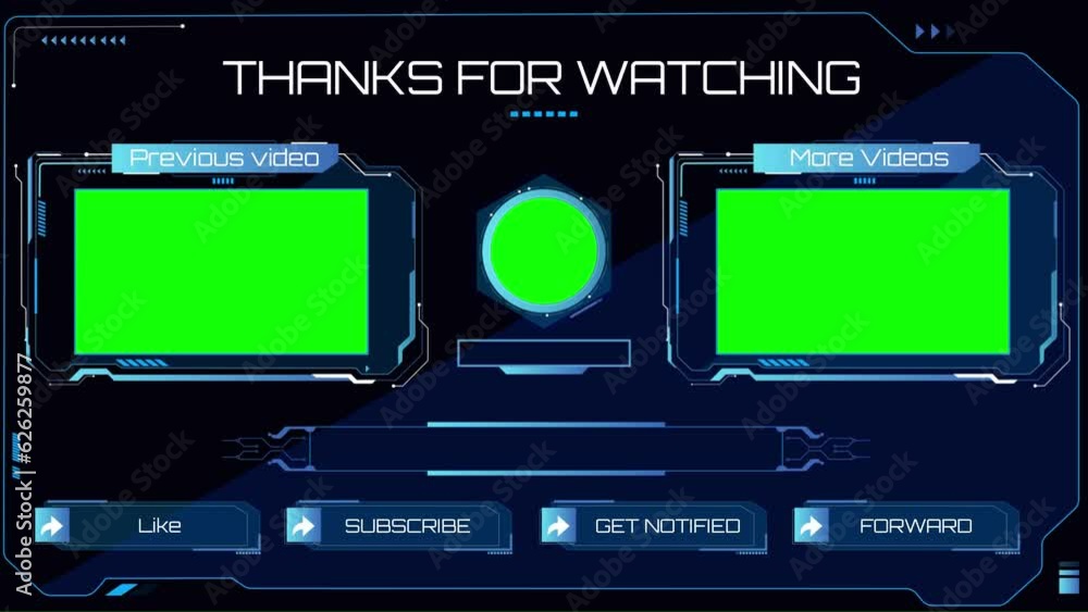 Social media promo content channel animated end screen with subscribe ...