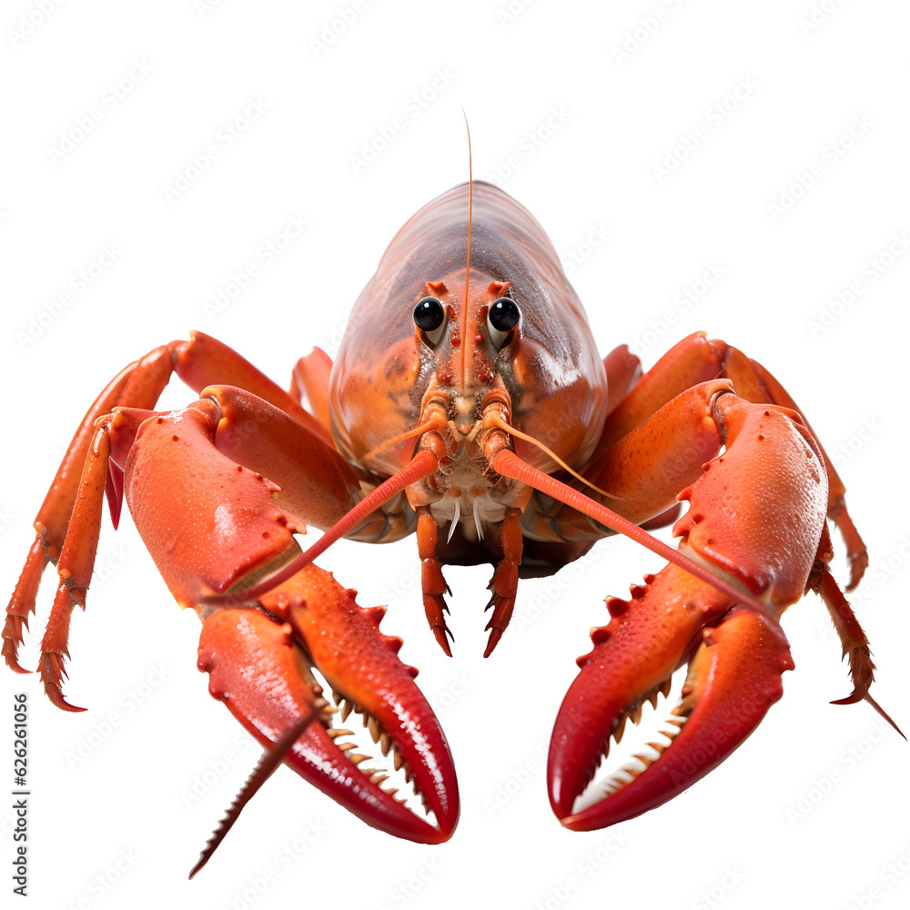 Lobster looking forward full body shot on transparent background cutout ...