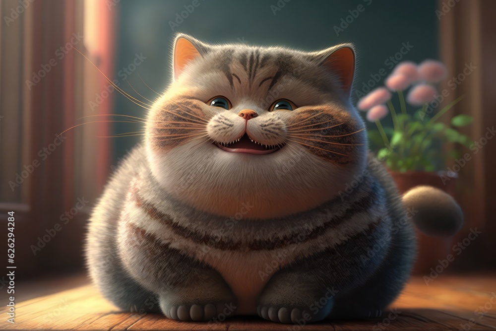 3d animated chubby and furry cat wallpaper for fauna fun generative ai ...