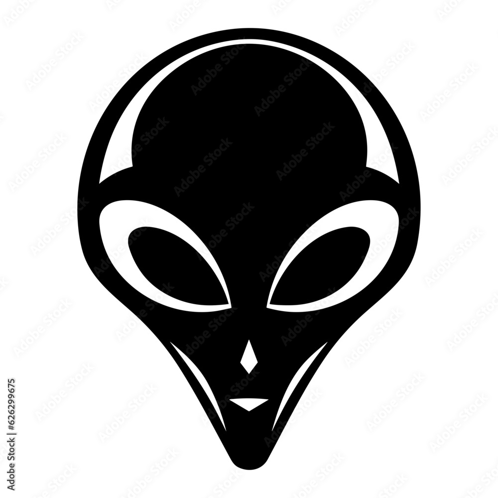 Vetor de Alien head face logo svg vector black silhouette do Stock ...