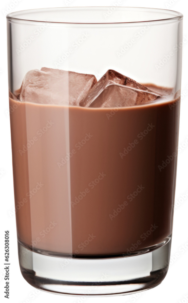 Glass of Cocoa with Ice Cubes. Isolated on Transparent Background ...