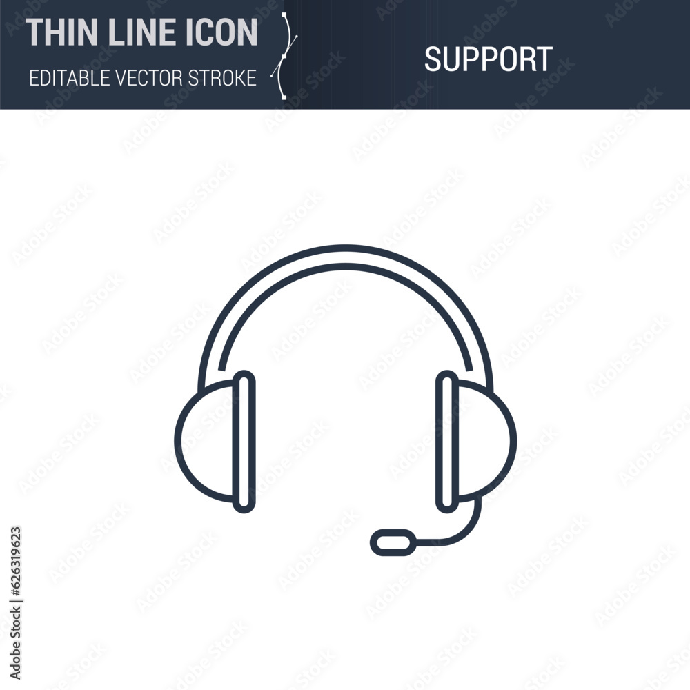 Support Symbol Icon. Sleek Thin Line Business Icon. Stroke Pictogram ...