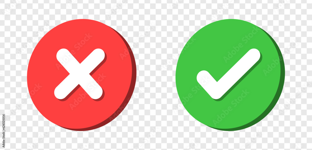 check mark icon 3D button set. check box icon with right and wrong ...