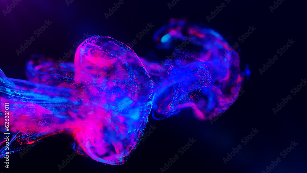 Abstract Particles Background. Vivid Color Fluid Particles. Motion ...