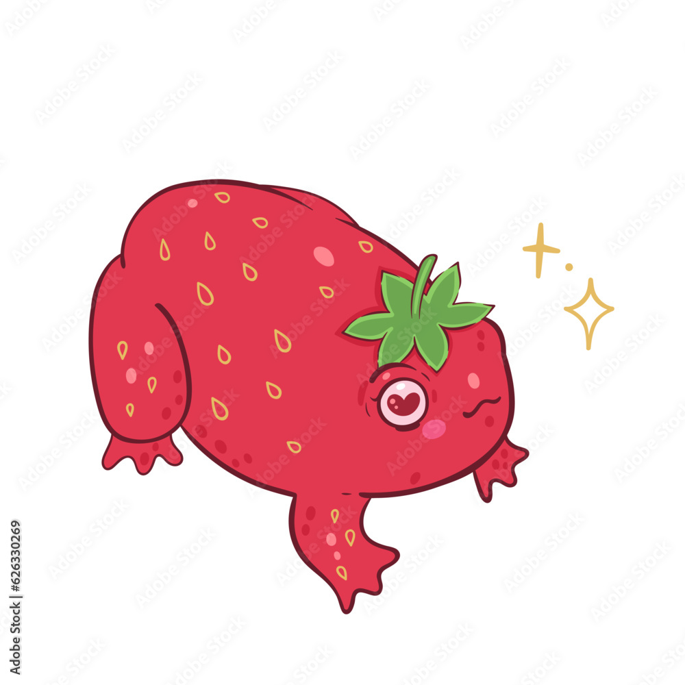 Cute strawberry frog isolate on white background. Vector graphics ...