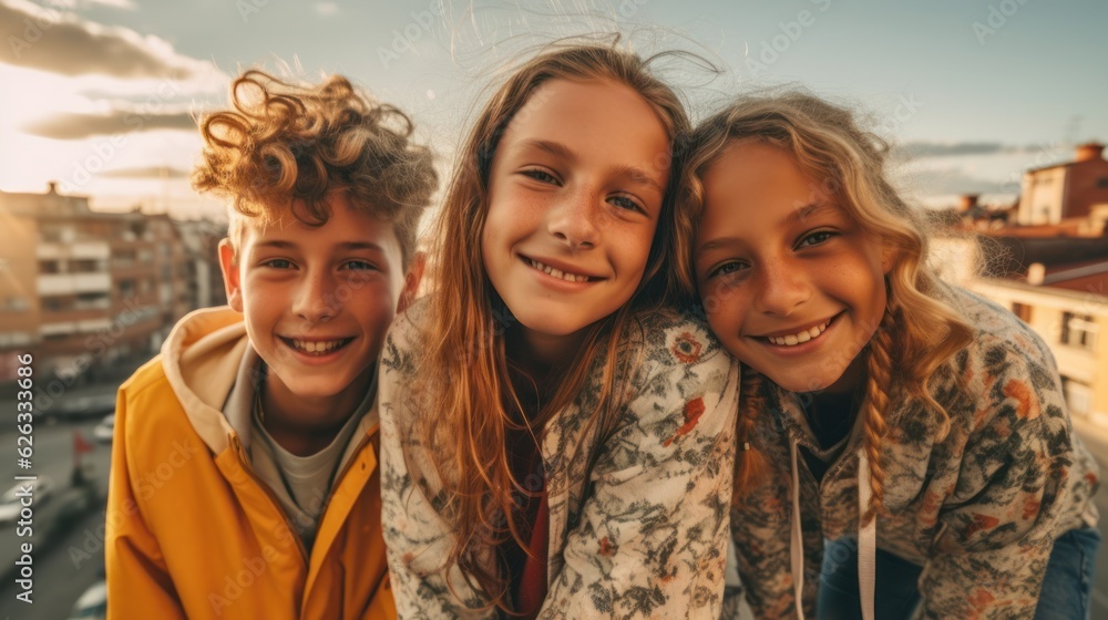 Friendship Day. Children's friendship. Happy children smiling at the ...