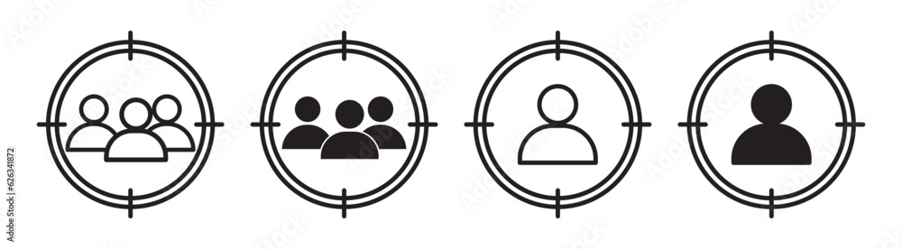 Customer Focus icon set. target audience vector symbol. client ...
