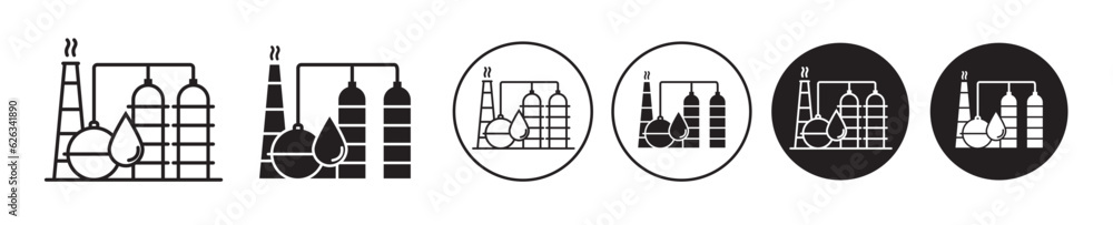 Oil petrochemical refinery plant icon set. chemical industry vector ...