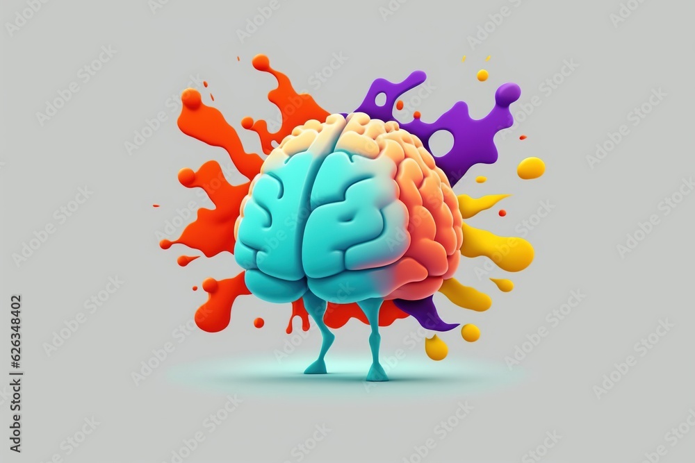 Brain. Cute cartoon healthy human anatomy internal organ character set ...