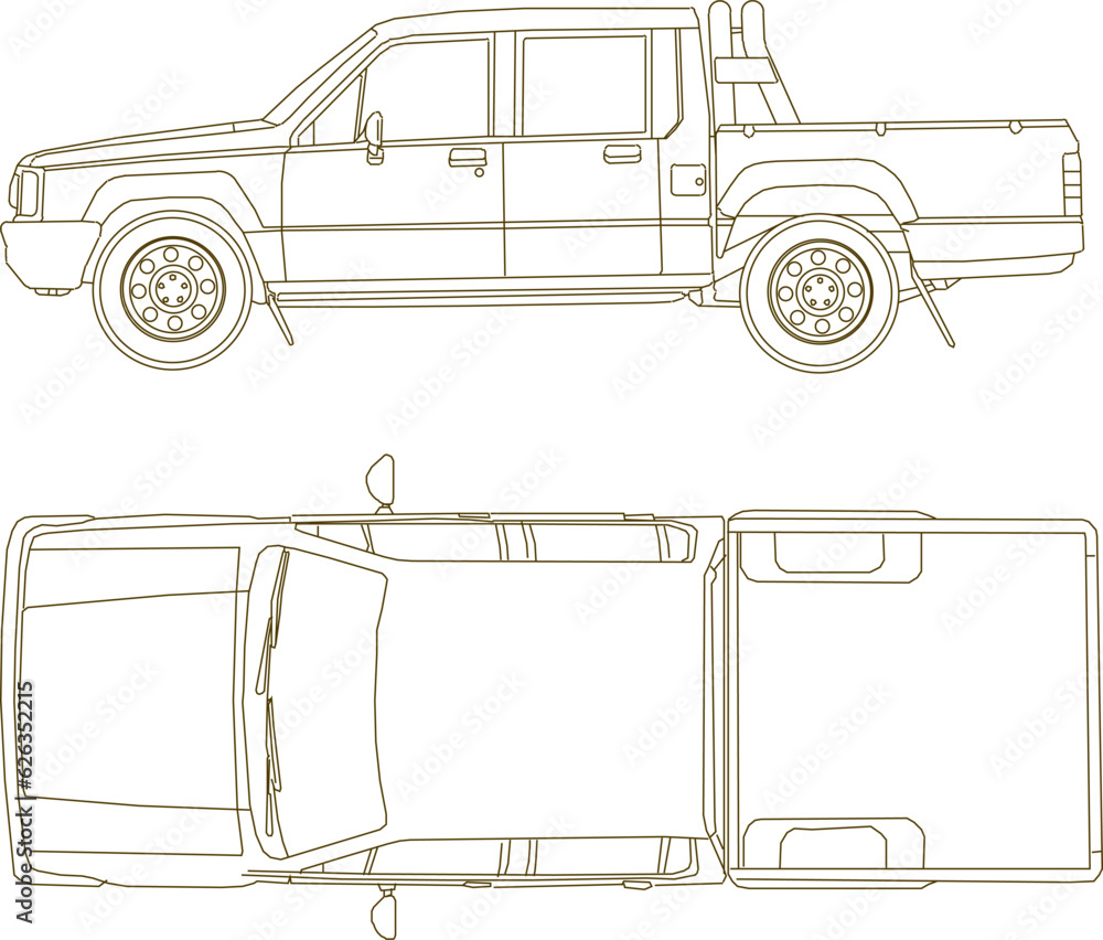 Vector sketch illustration of 4wd car design for adventure in forest ...