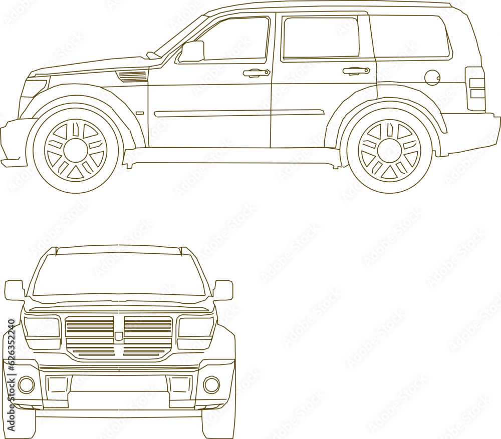 Vector sketch illustration of 4wd car design for adventure in forest ...