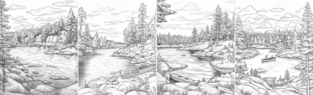 Fotka „Voyagers National Park coloring page Cartoon style with thick ...