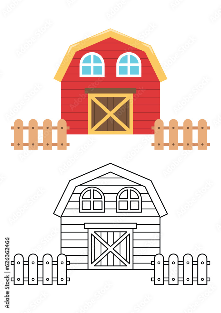 Farmhouse cute vector illustration cartoon isolated on white background ...