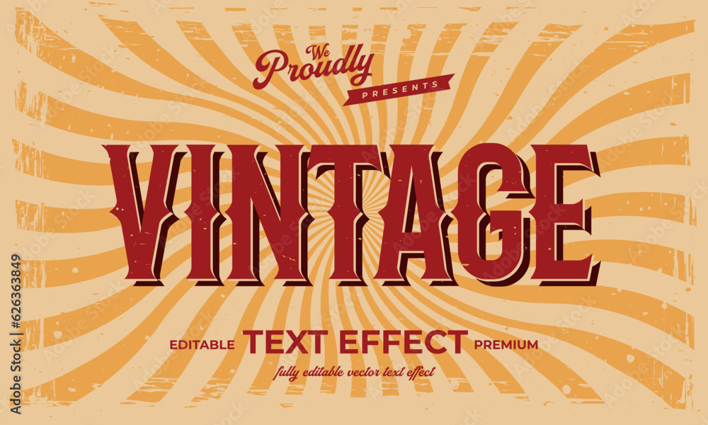 vintage retro editable text effect alphabet font typography typeface ...