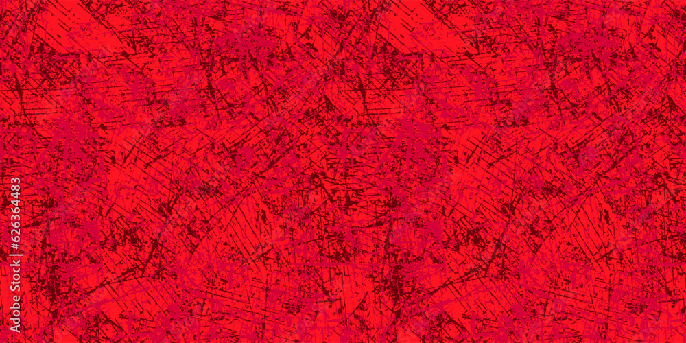 Gritty black and red scratched grunge grid with random specks and ...