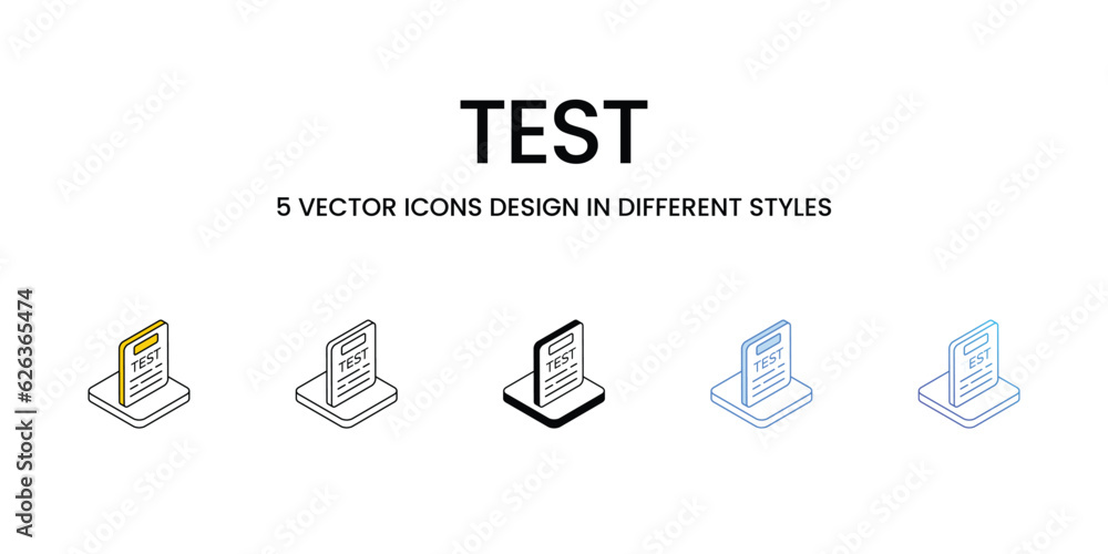 Test Icon Design in Five style with Editable Stroke. Line, Solid, Flat ...