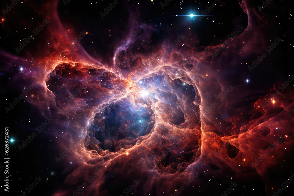 The breathtaking sight of a nebula, with vibrant gases and dust clouds ...