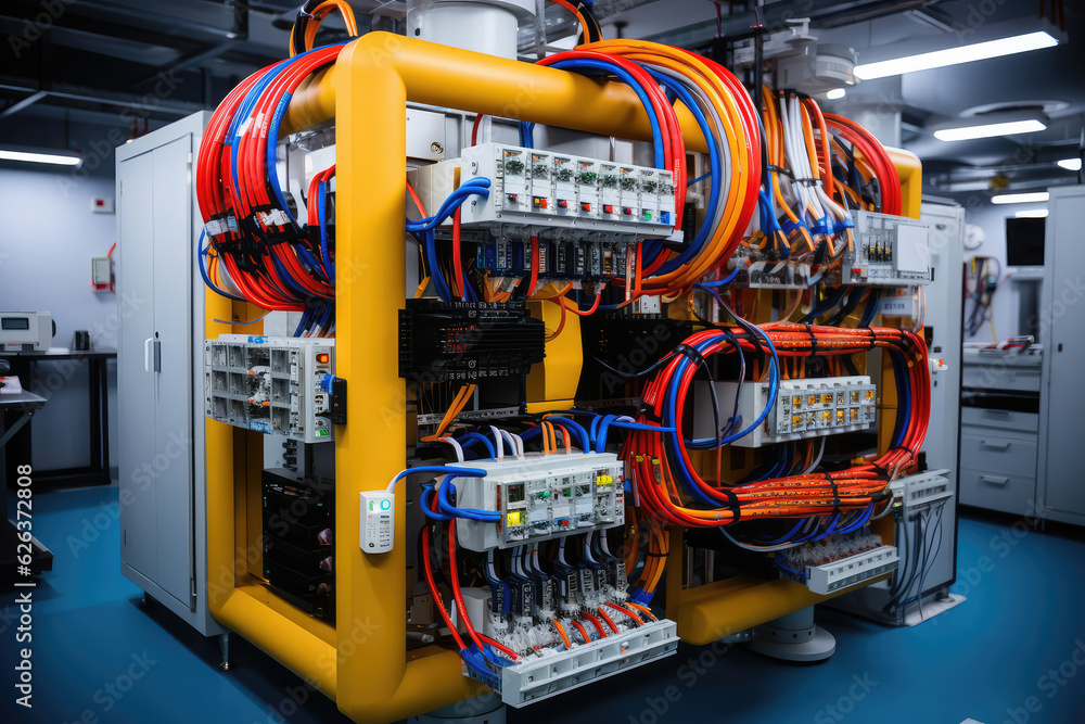 A power substation with transformers and high-voltage equipment ...