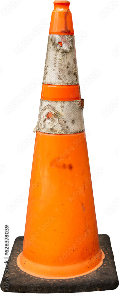 Traffic Cone, old and beat up with tape, for traffic, driving, or auto ...