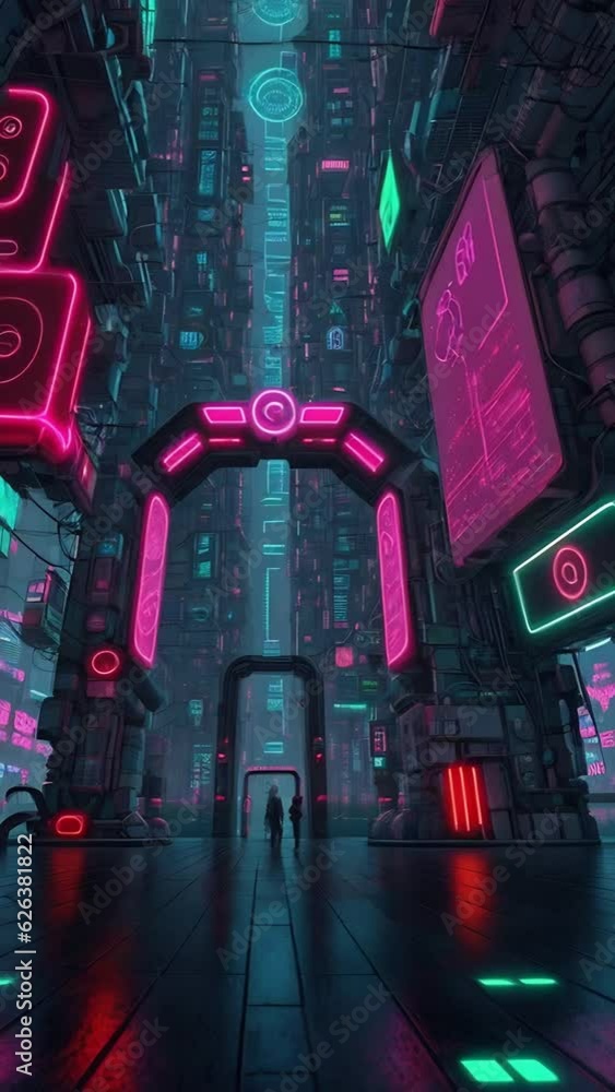 Cyber future city with skyscrapers, cyberpunk style Stock Video | Adobe ...
