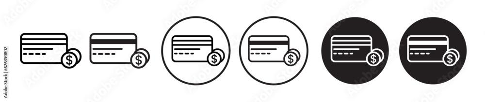 Credit card Annual fee icon set. subscription payment vector symbol ...