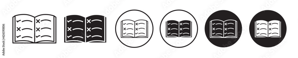 Guideline icon set. brand rules and regulation book line vector symbol ...