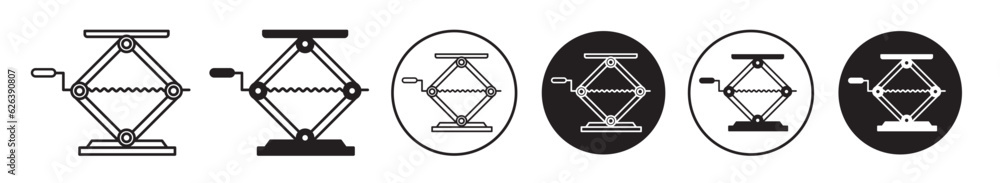 car hydraulic jack icon set. black screw jack vector symbol. suitable ...