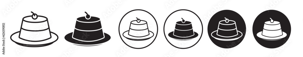 Custard pudding icon set. gelatin line sign. jelly vector symbol ...
