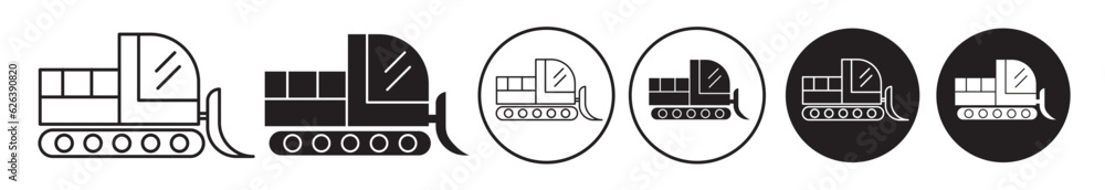 snowcat icon set. snow plow truck vector symbol in black color. ski ...