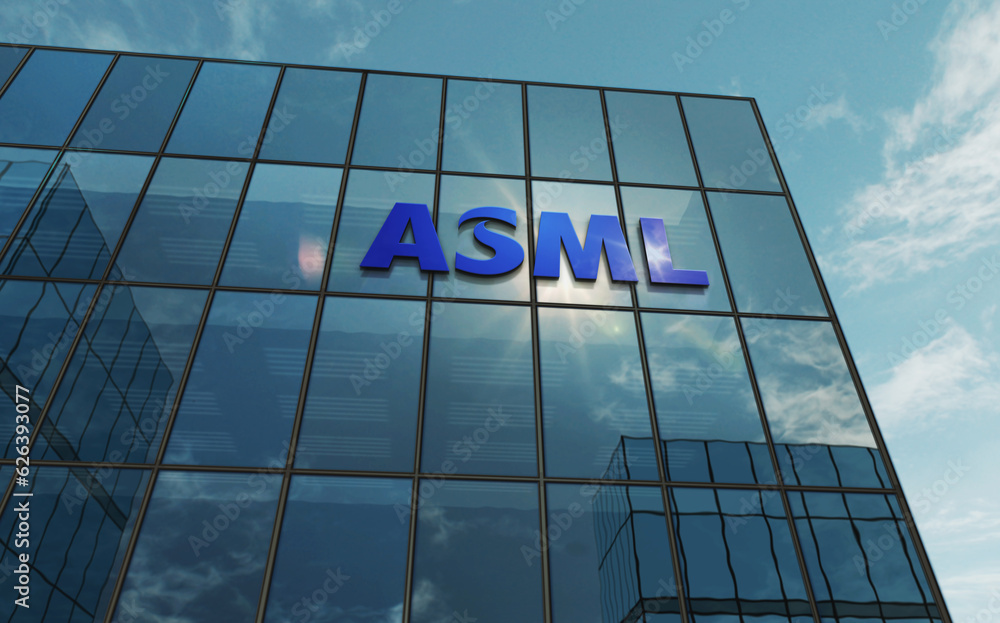 ASML holding semiconductor headquarters glass building concept Stock ...