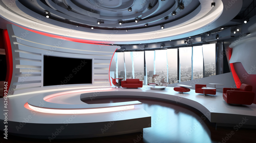 Tv Studio. Backdrop for TV shows .TV on wall. News studio. The perfect ...