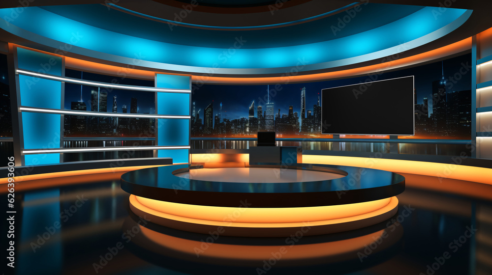 ภาพประกอบสต็อก Tv Studio. Backdrop for TV shows .TV on wall. News ...