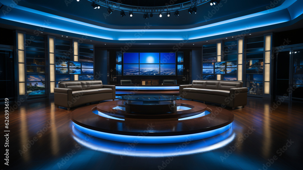 Tv Studio. Backdrop for TV shows .TV on wall. News studio. The perfect ...