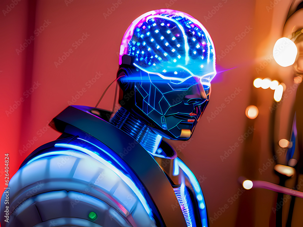 Cyborg with Artificial Intelligence. Artificial Intelligence and robots ...