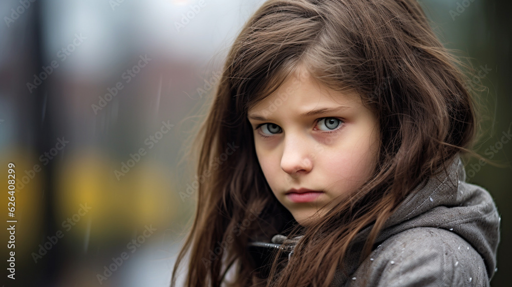 Teenage girl or young adult woman, thoughtful serious, fictional ...