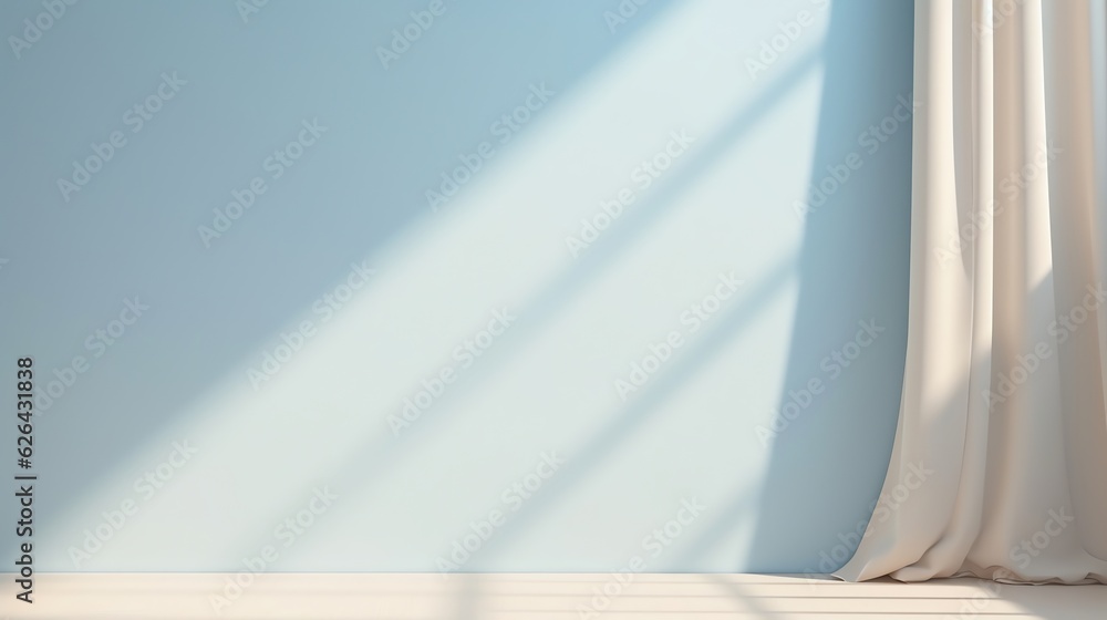 Curtains in muted shades with window shades, illustration for product ...