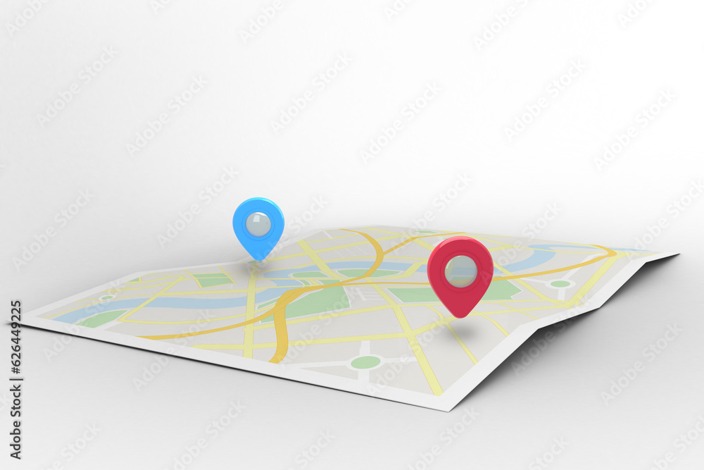 ภาพประกอบสต็อก Digital png illustration of map with destination points ...